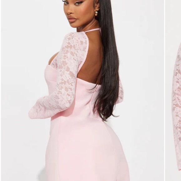 Dresses | Elegant Pink Lace Sleeve Dress | Poshmark